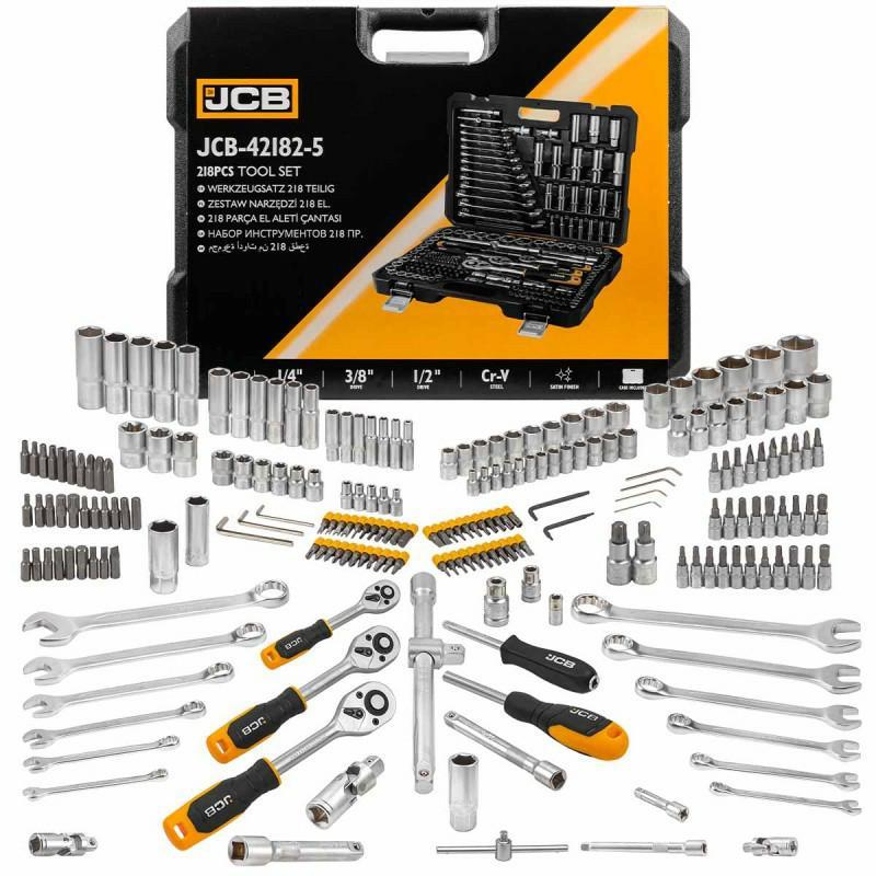 JCB 218 Piece Socket and Tool Set, 3/8'', 1/4'' and 1/2''| JCB-42182-5